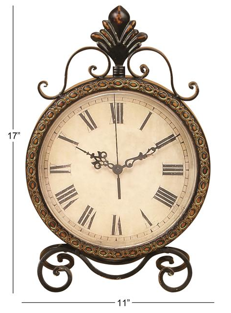 BROWN METAL SCROLL CLOCK - Silkwood Living