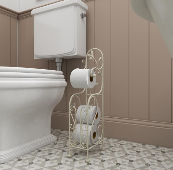 CREAM METAL SCROLL TOILET PAPER HOLDER - Silkwood Living
